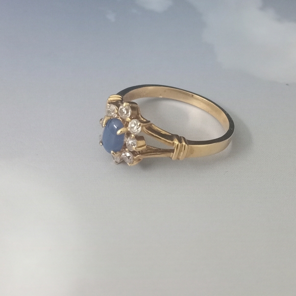 Merlite | Jewelry | Merlite Rare Blue Chalcedony White Zircon Ring ...